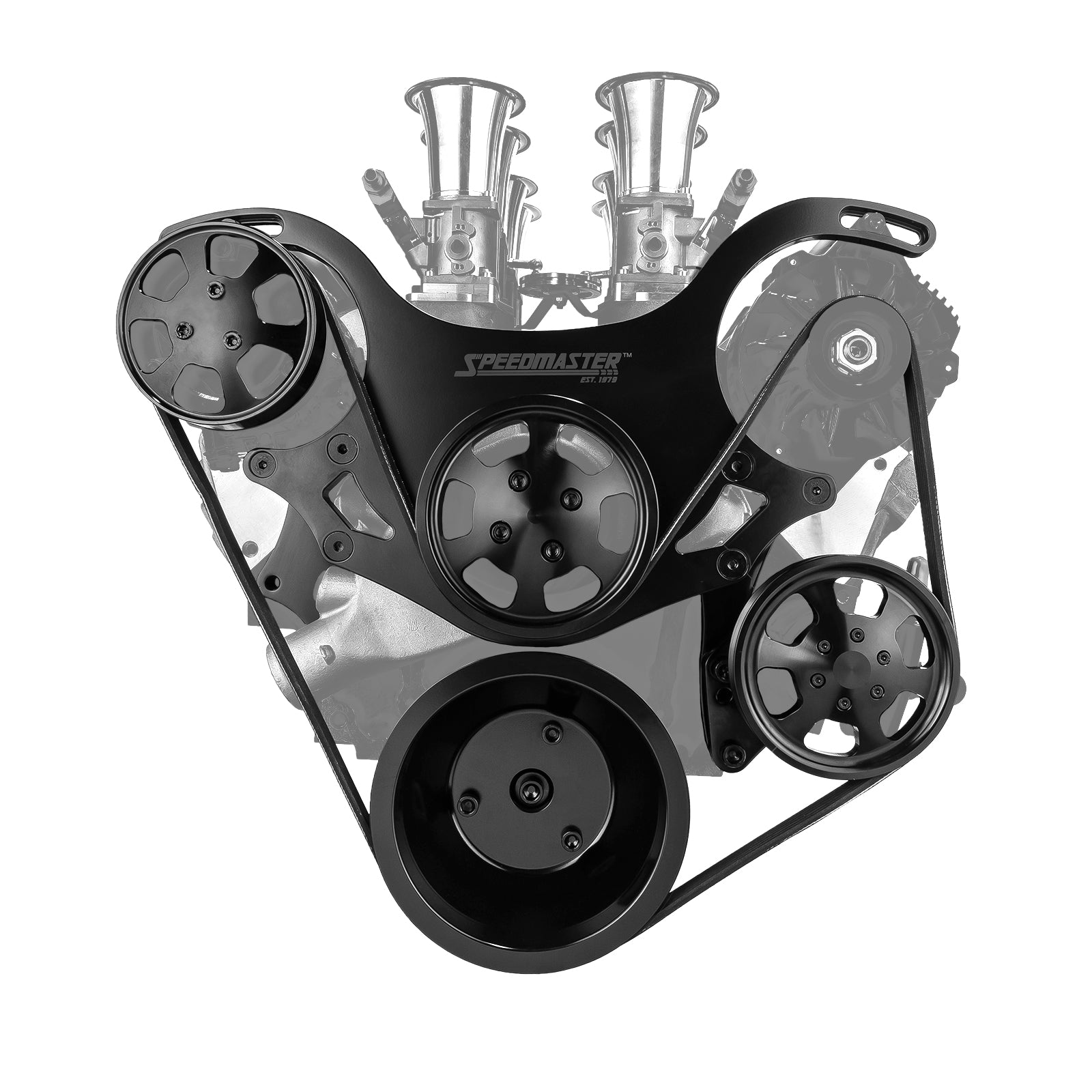 Chevy BBC 454 Aluminum Complete Serpentine Engine Pulley Kit [Black ...