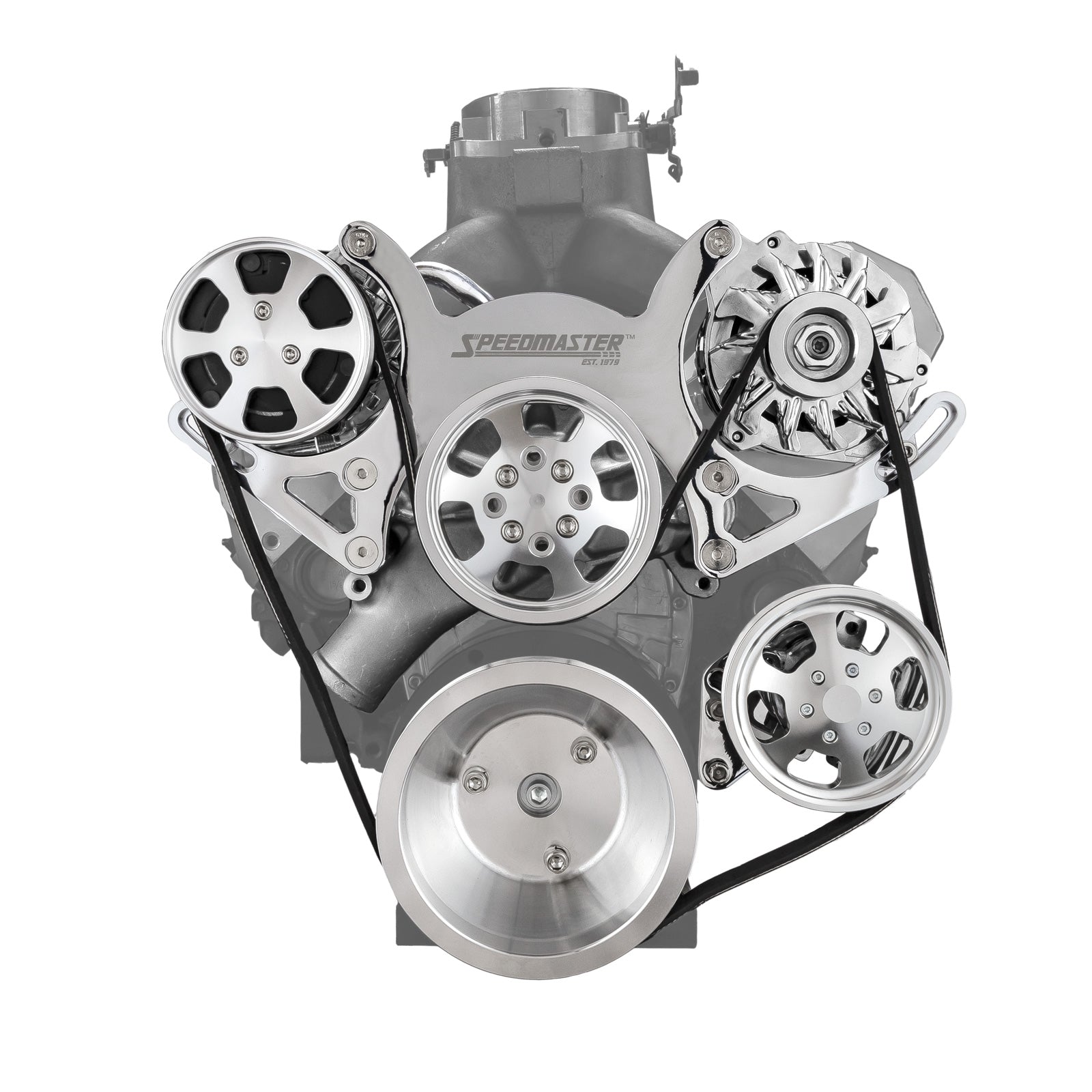 Chevy SBC 350 Aluminum Complete Serpentine Belt Drive System Kit [Poli ...