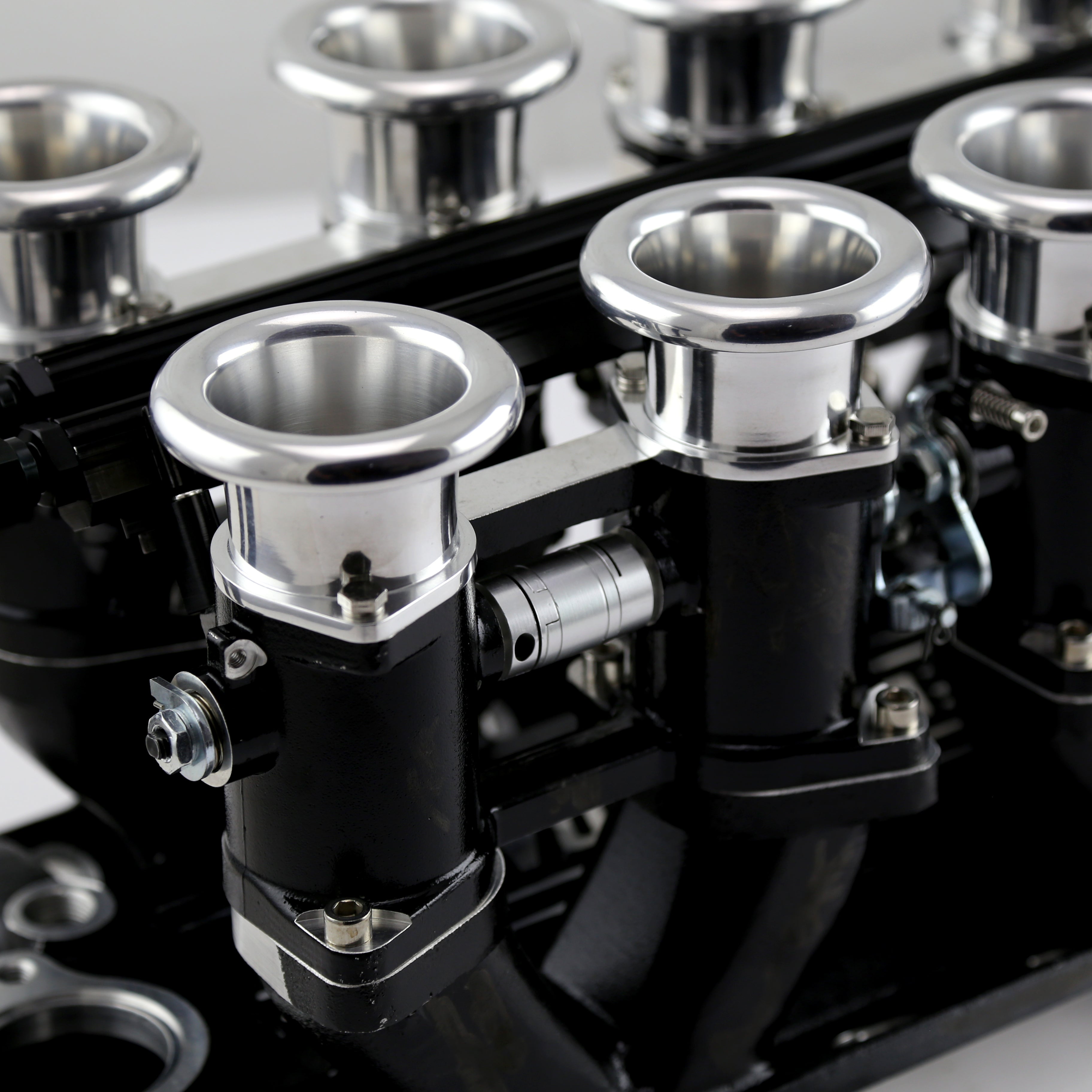 Chevy SBC 350 Downdraft EFI Stack Intake Manifold System Complete Blac ...