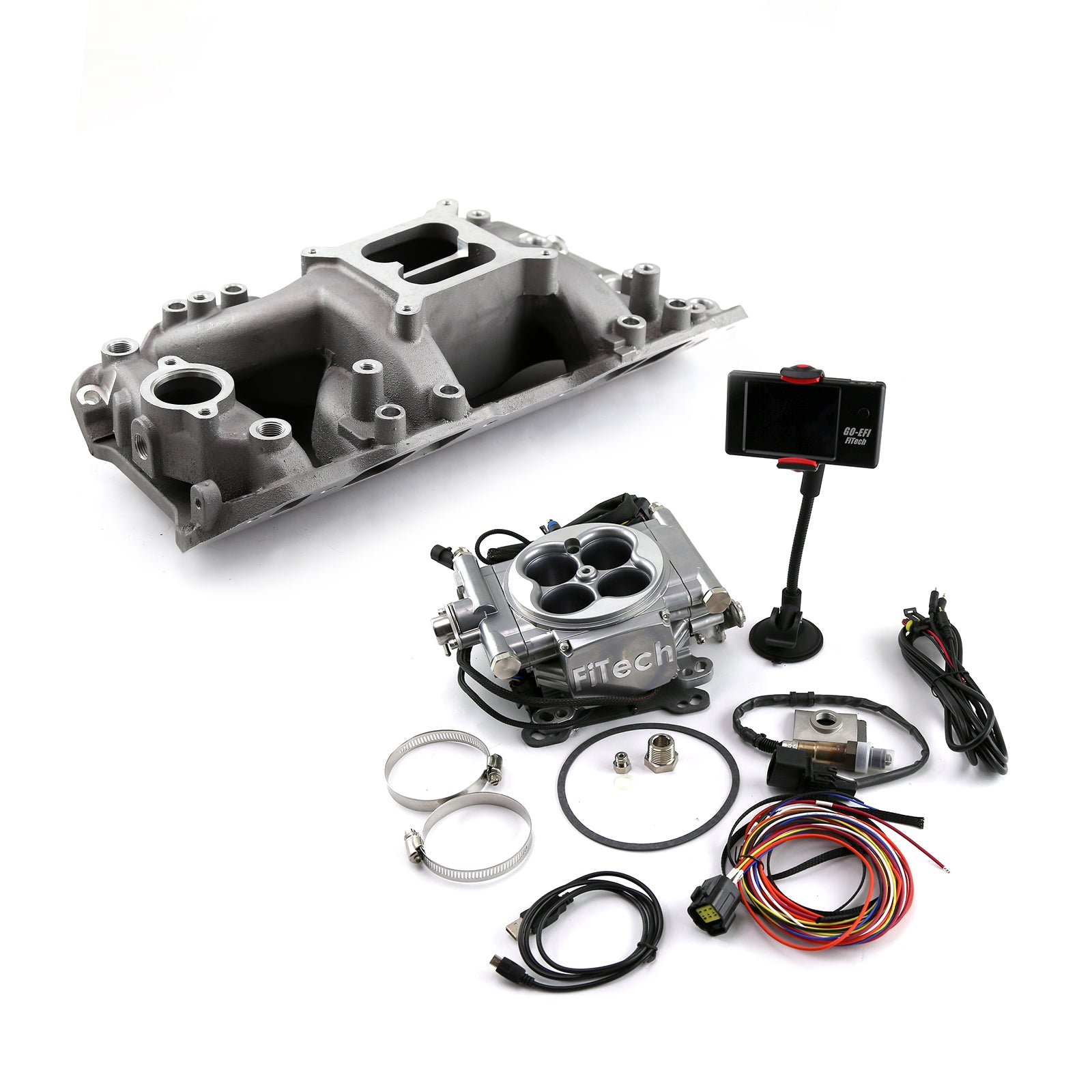 Chevy BBC 454 Eliminator Rect Manifold & FiTech Go EFI 30001 Fuel Inje ...