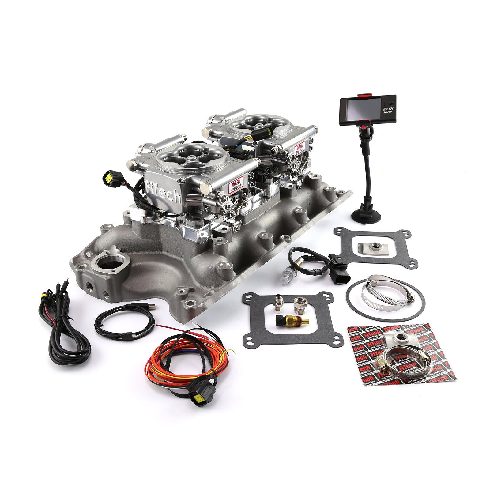 Ford 429 460 Twin Intake Manifold & Dual Fitech EFI 30061 Fuel Injecti ...